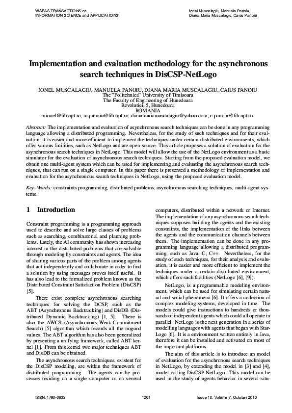 (PDF) Implementation and evaluation methodology for the asynchronous ...