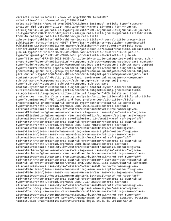 PDO labels and food preferences: results from a sensory analysis ...