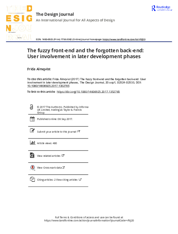 (PDF) The fuzzy front-end and the forgotten back-end: User involvement ...