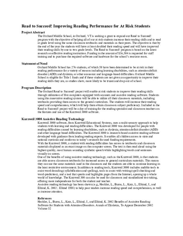 (DOC) Sample Proposal 7 Read to Succeed