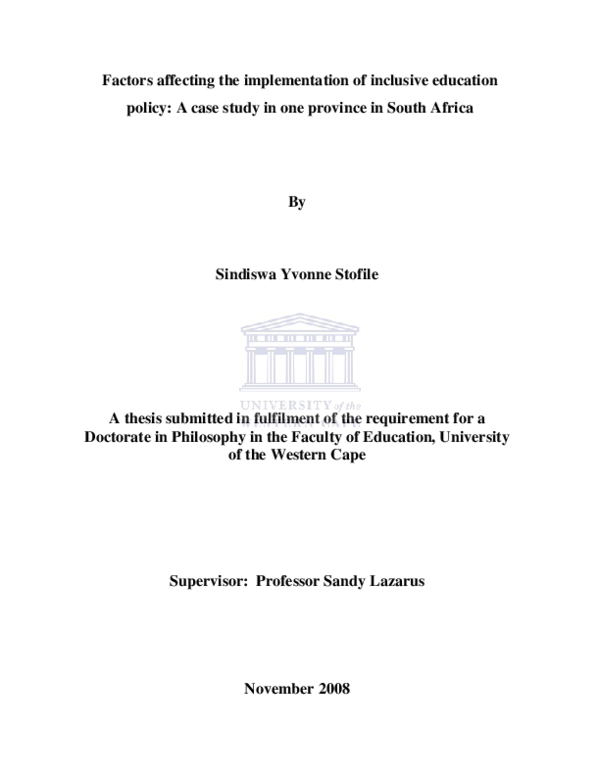(PDF) Factors affecting the implementation of inclusive education policy: A case study in one ...