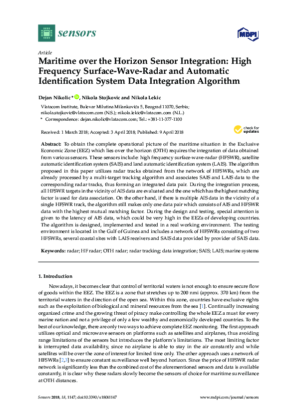 (PDF) Maritime over the Horizon Sensor Integration: High Frequency ...