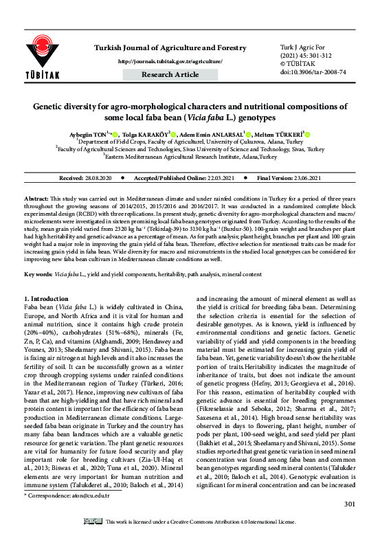 (PDF) Genetic diversity for agro-morphological characters and nutritional compositions of some ...