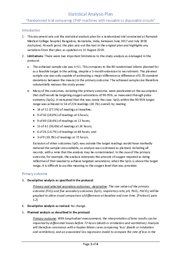 (PDF) Statistical Analysis Plan