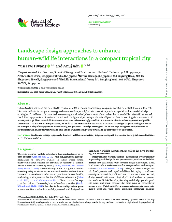 (PDF) Landscape design approaches to enhance human–wildlife ...