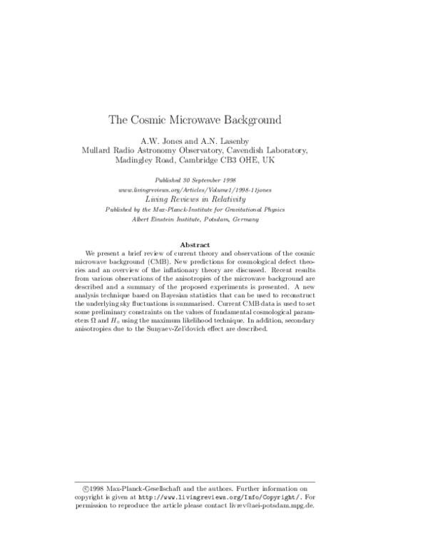 (PDF) The Cosmic Microwave Background