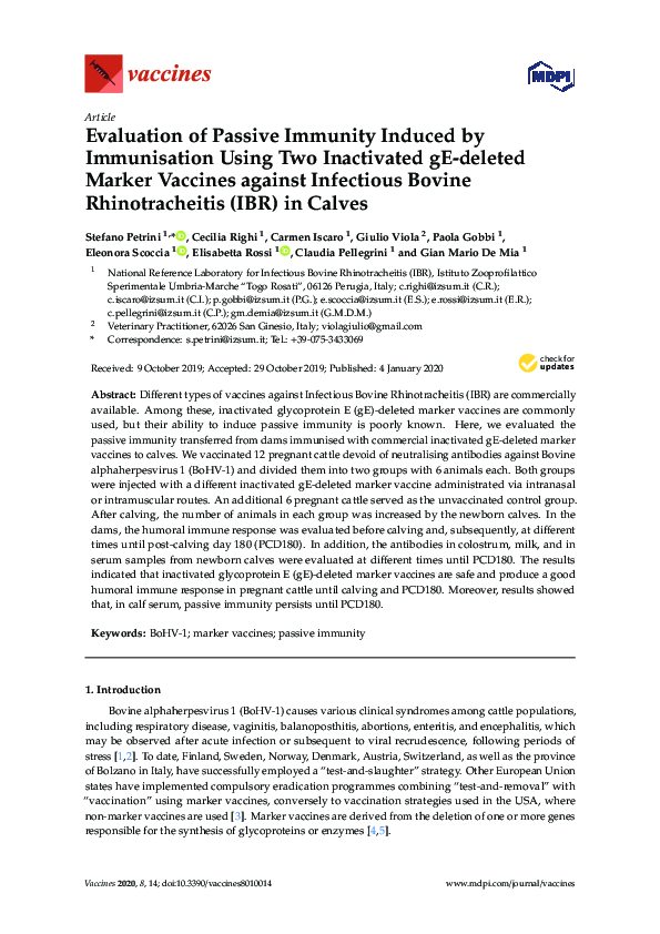 (PDF) Evaluation of Passive Immunity Induced by Immunisation Using Two ...
