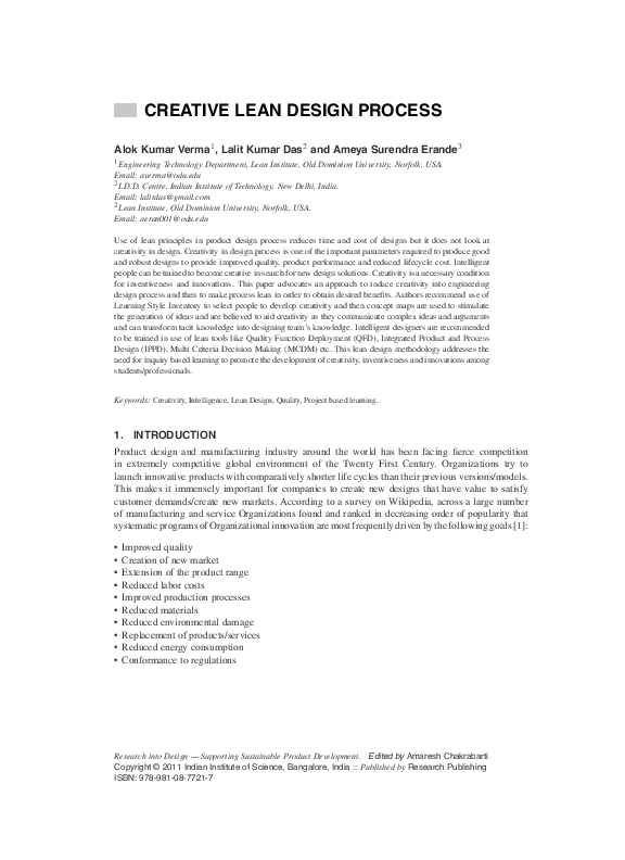 (PDF) Creative Lean Design Process
