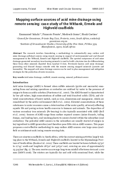 (PDF) Mapping surface sources of acid mine drainage using remote ...