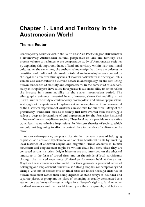 (PDF) Land and Territory in the Austronesian World
