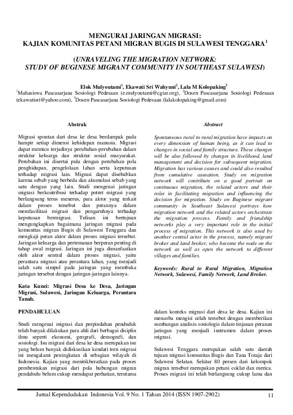 (PDF) Mengurai Jaringan Migrasi: Kajian Komunitas Petani Migran Bugis ...