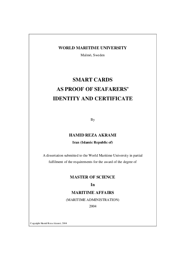 (PDF) Smart cards as proof of seafarers' identity and certificate ...