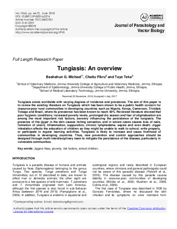 (PDF) Tungiasis: An Overview