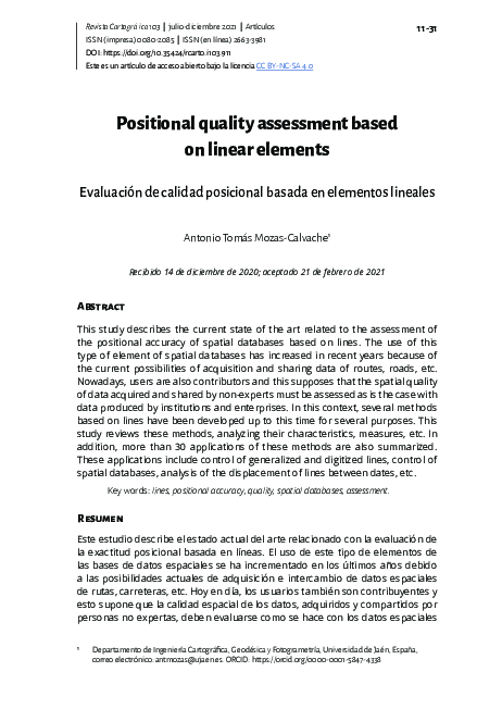 (PDF) Positional quality assessment based on linear elements Evaluación ...