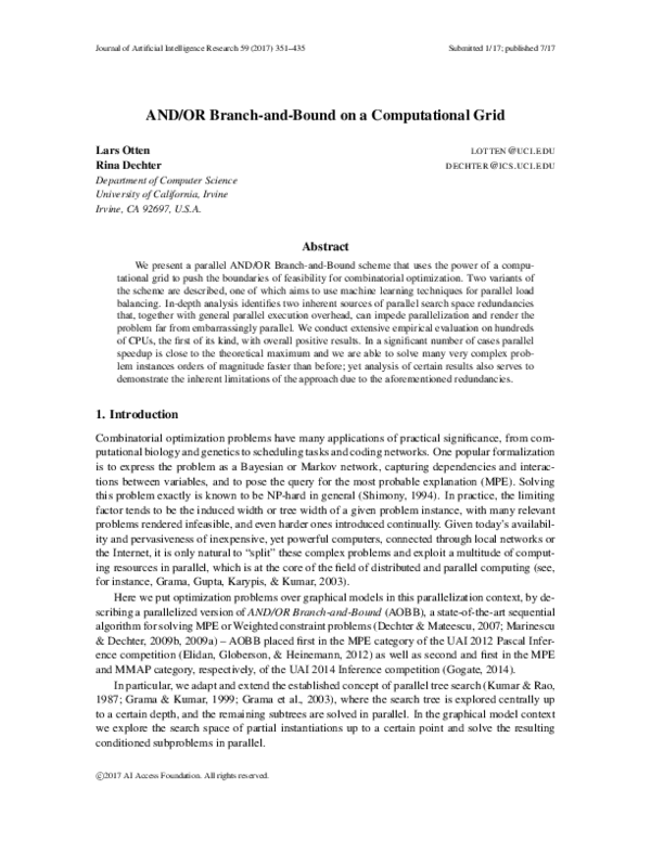 (PDF) AND/OR Branch-and-Bound on a Computational Grid