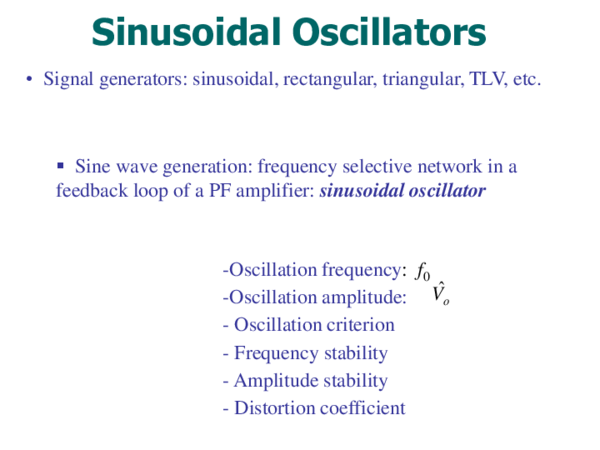 (PDF) Sinusoidal Oscillators