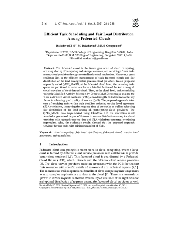 (PDF) Efficient Task Scheduling and Fair Load Distribution Among ...