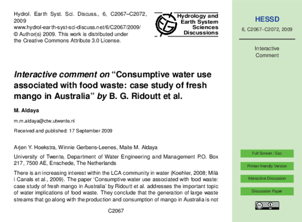 (PDF) Interactive comment on “Consumptive water use associated with ...