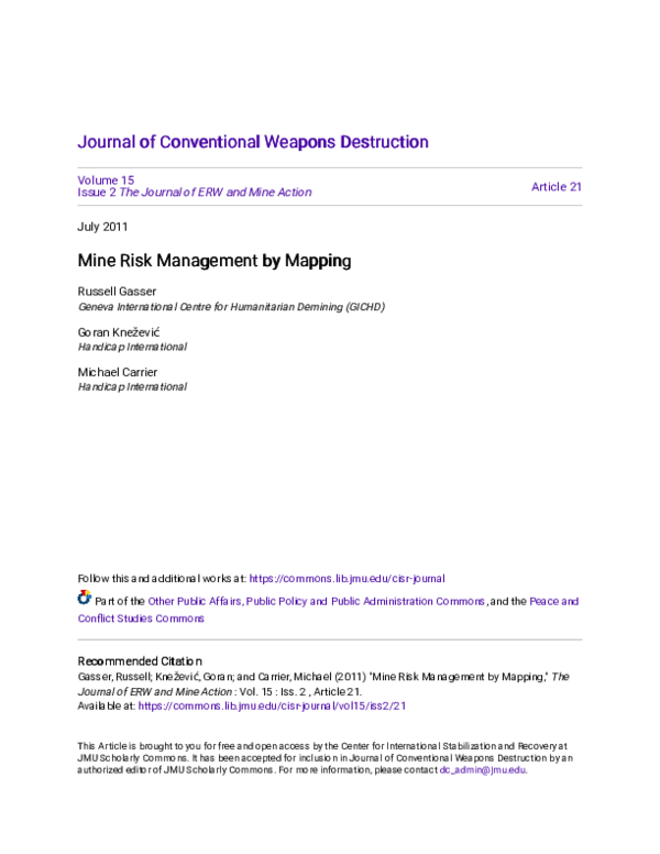 (PDF) Mine Risk Management by Mapping