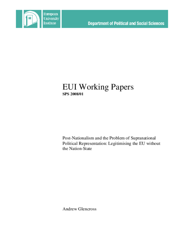 (PDF) Post-Nationalism and the Problem of Supranational Political ...