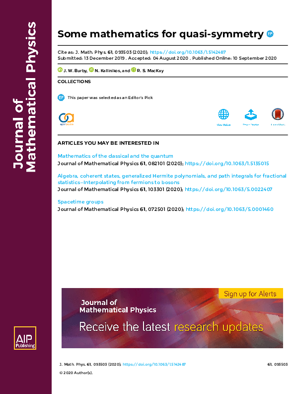 (PDF) Some mathematics for quasi-symmetry