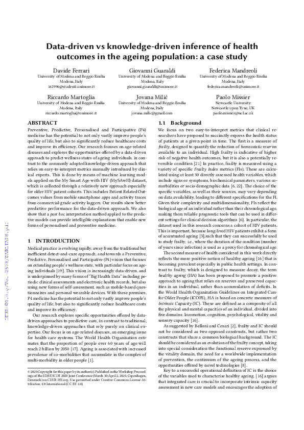 (PDF) Data-driven vs knowledge-driven inference of health outcomes in ...