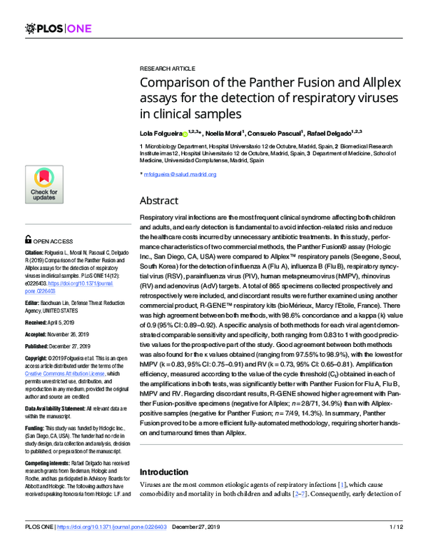 (PDF) Comparison of the Panther Fusion and Allplex assays for the ...