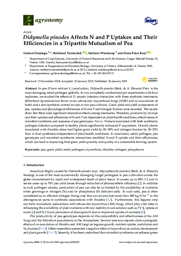 (PDF) Didymella pinodes Affects N and P Uptakes and Their Efficiencies ...