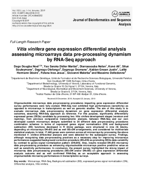(PDF) Vitis vinifera gene expression differential analysis assessing microarrays data pre ...