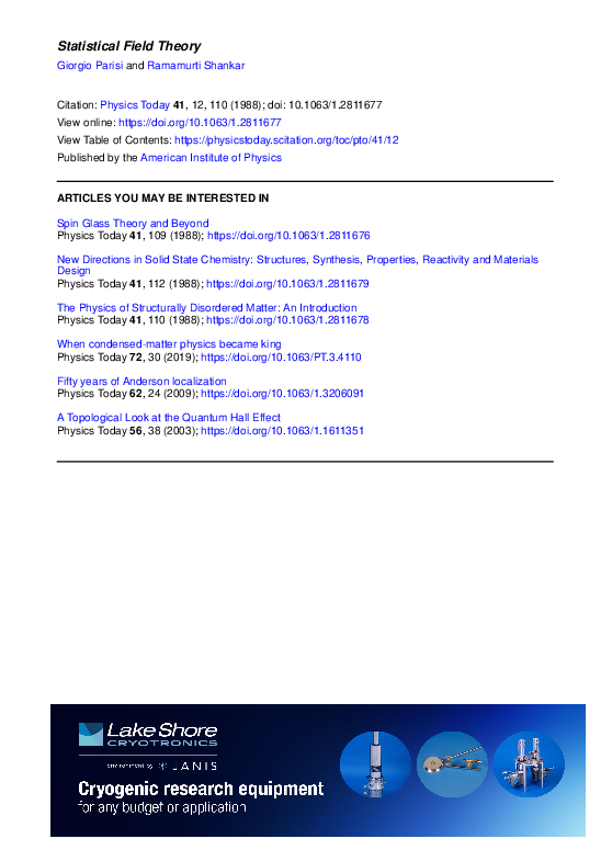 Pdf Statistical Field Theory 