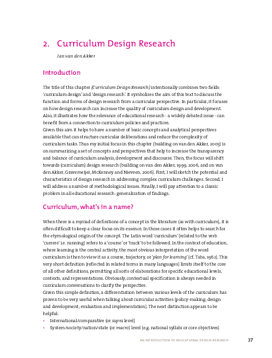 (PDF) Curriculum design research