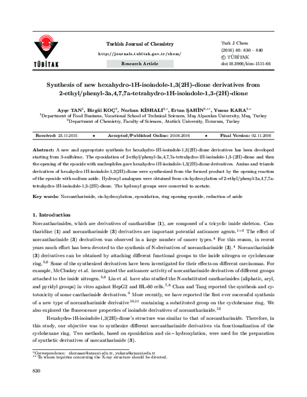(PDF) Synthesis of Hexahydro-1H-Isoindole Derivatives via Epoxidation