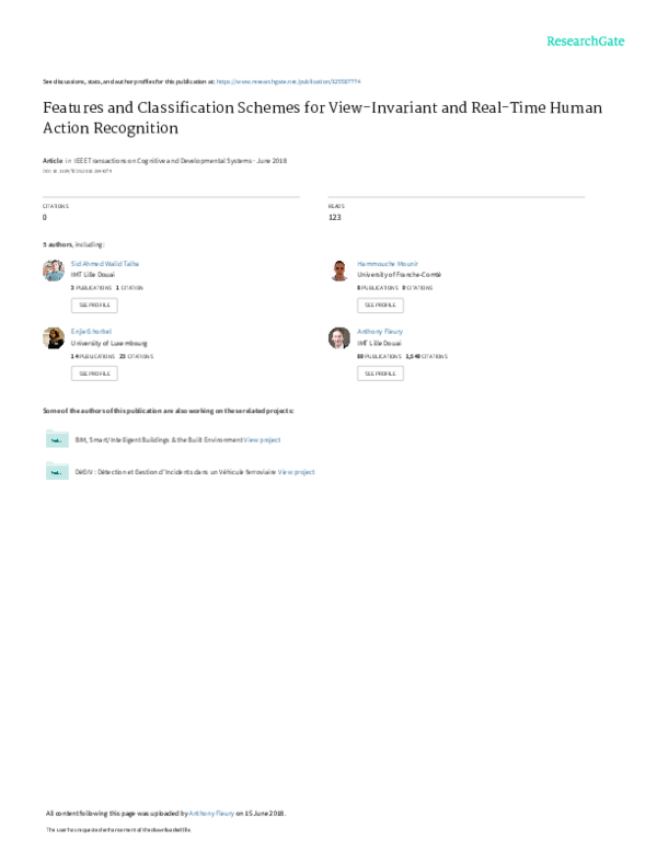 Pdf Features And Classification Schemes For View Invariant And Real