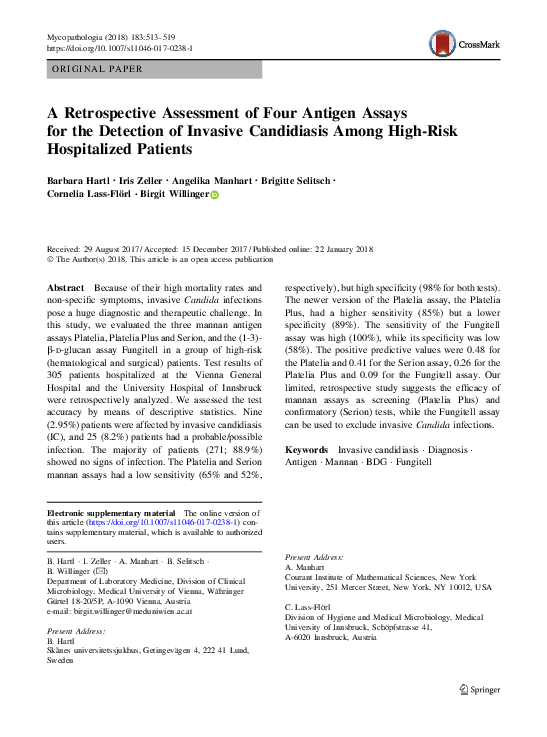 (PDF) A Retrospective Assessment of Four Antigen Assays for the Detection of Invasive ...
