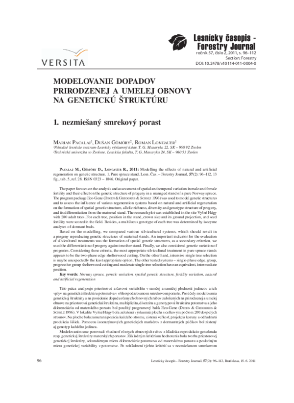 (PDF) Modelling the effects of natural and artificial regeneration on ...
