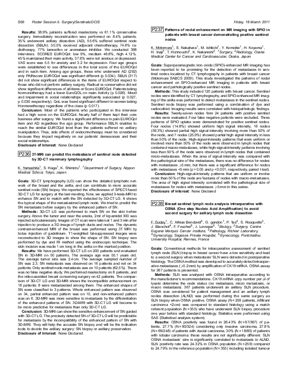 (PDF) P238 Breast sentinel lymph node analysis intraoperative with OSNA ...