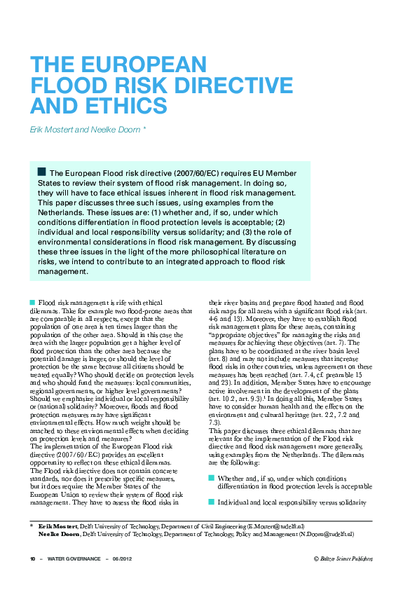 (PDF) Flood risk direCtive and ethiCs