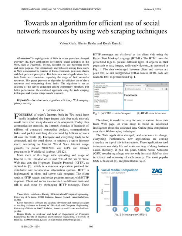 (PDF) Towards an algorithm for efficient use of social network resources by using web scraping ...