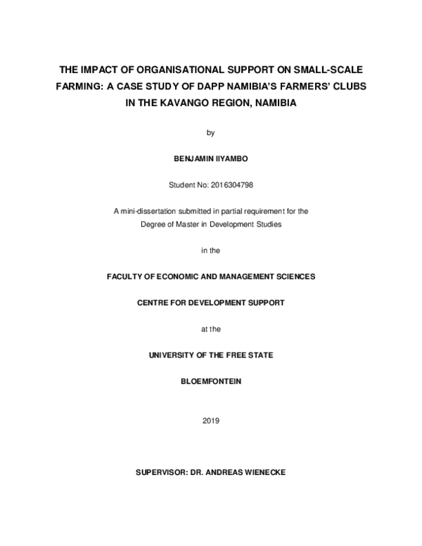 (PDF) The Impact of Organisational Support on Small-Scale Farming: A ...