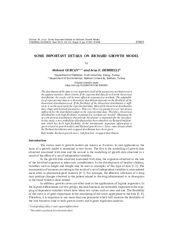 (PDF) Some important details on Richard growth model
