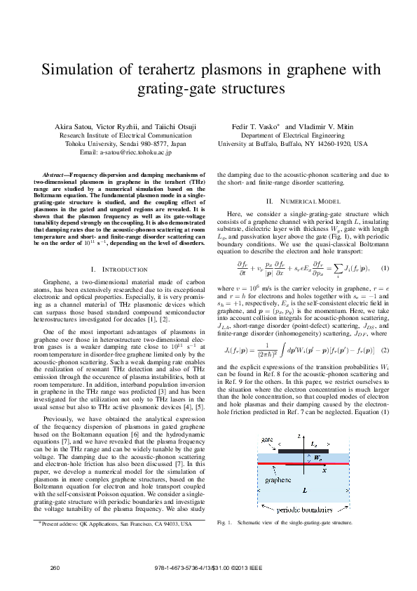 (PDF) Simulation of terahertz plasmons in graphene with grating-gate structures