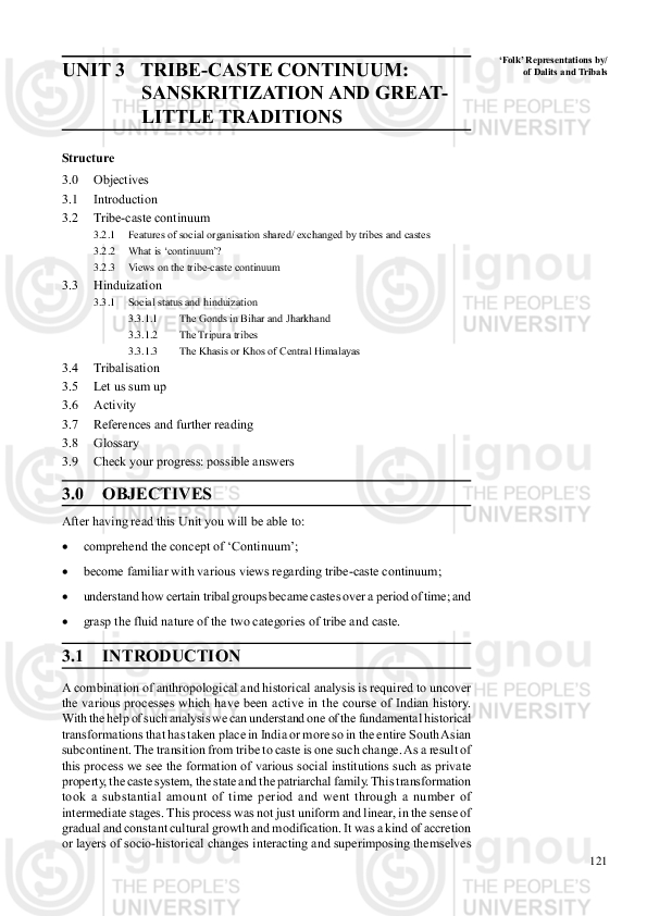 (PDF) Unit-3 Tribe – Caste Continuum : Sanskritization and Great-Little Traditions