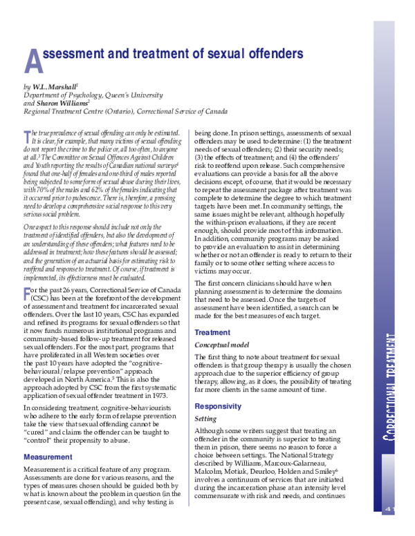 (PDF) [Assessment and treatment of sexual offenders]