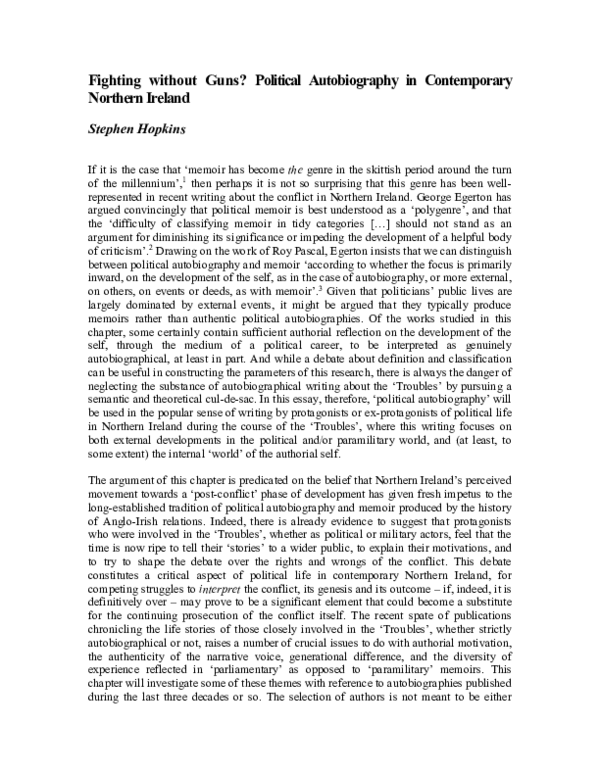 (PDF) Fighting Without Guns?: Political Autobiography in Contemporary ...