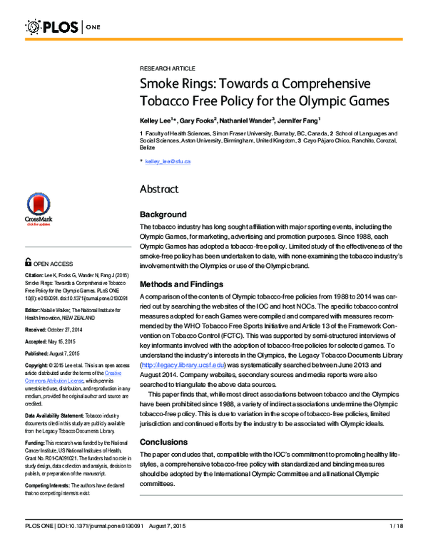 (PDF) Smoke Rings: Towards a Comprehensive Tobacco Free Policy for the ...
