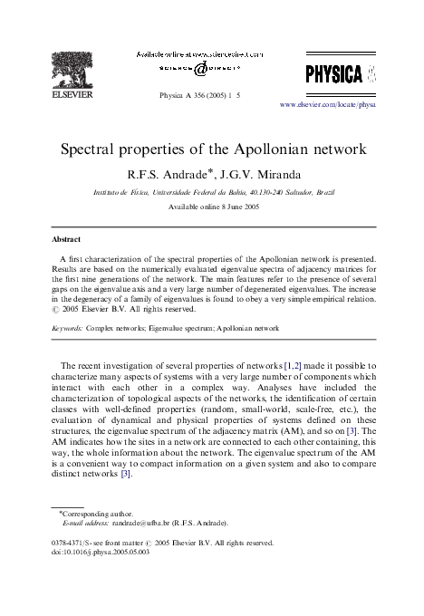 (PDF) Spectral properties of the Apollonian network