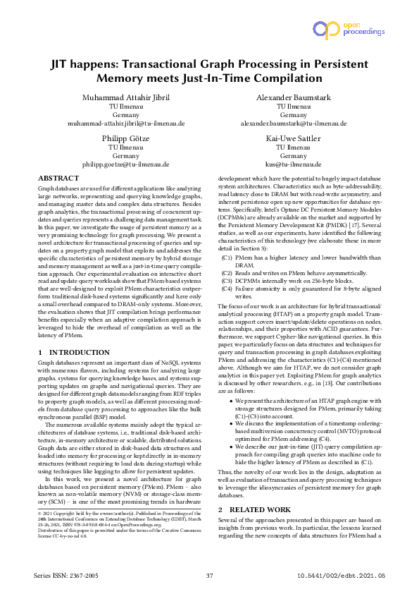 JIT happens: Transactional Graph Processing in Persistent Memory meets ...