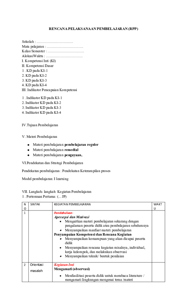 (DOC) FORMAT RPP INGQUIRY