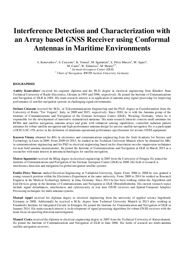 (PDF) Interference Detection and Characterization with an Array based ...