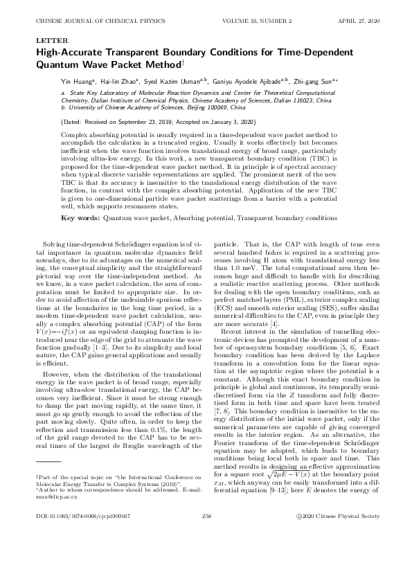 (PDF) High-Accurate Transparent Boundary Conditions for Time-Dependent ...